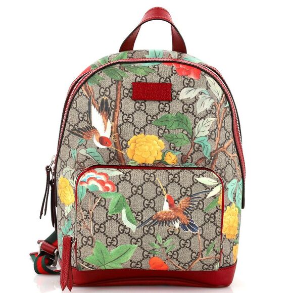 Gucci | Bags | Gucci Zip Pocket Backpack Tian Print Gg Coated Canvas ...